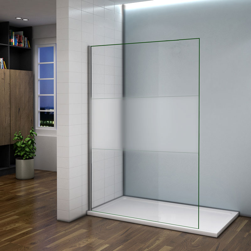Aica paroi de douche 900x2000mm en verre sécurité et bande central ...